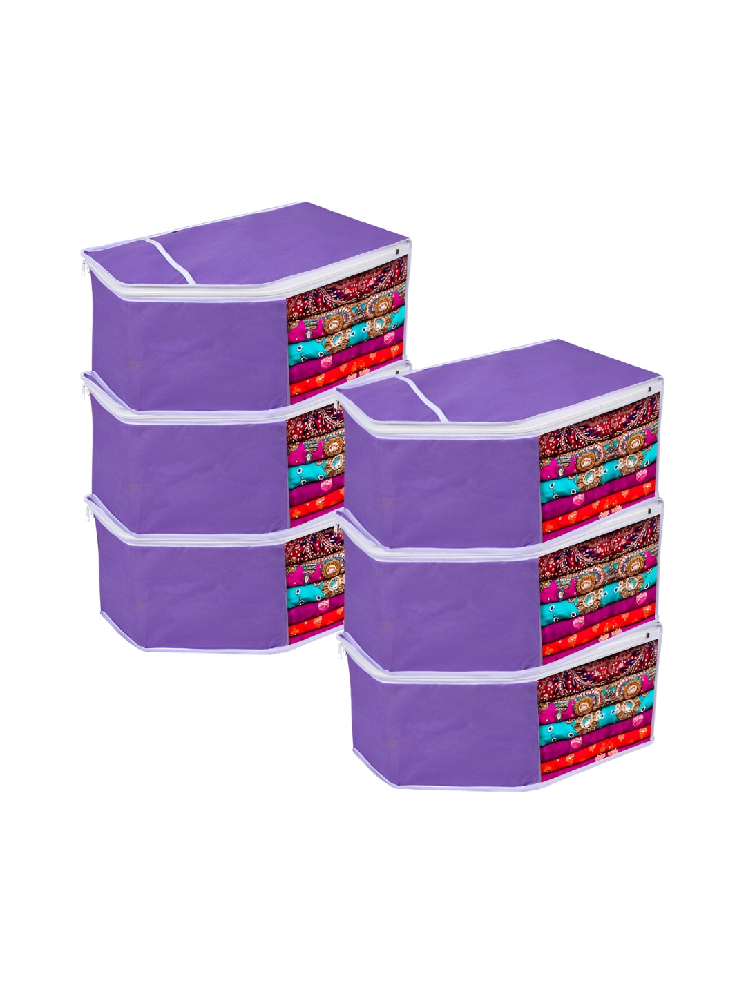 Buy Kuber Industries Purple 6 Pieces Fabric Multi Utility Organisers ...