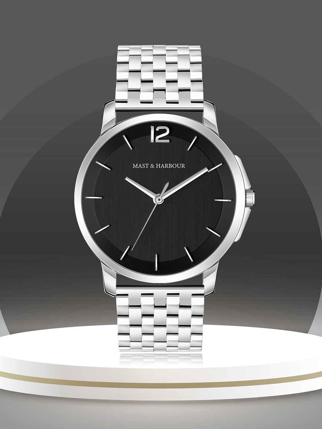 Buy Mast & Harbour Men Black Textured Dial & Analogue Watch MH 4706 ...