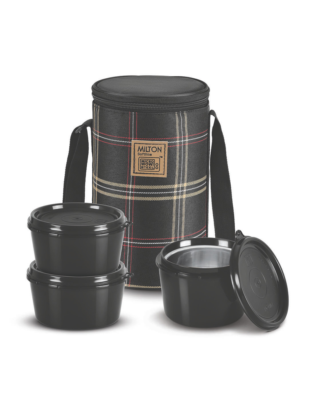 Buy Milton Black Lofty Tiffin 3 Microwave Safe Inner Steel Containers ...