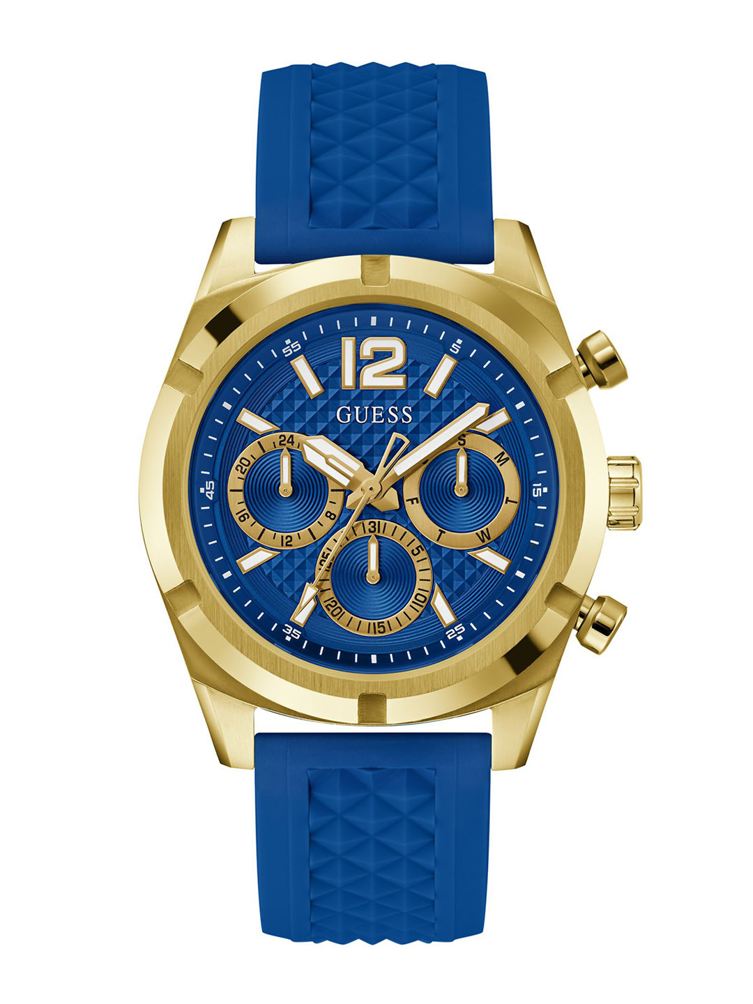 Buy GUESS Men Patterned Dial & Textured Straps Analogue Multi Function ...