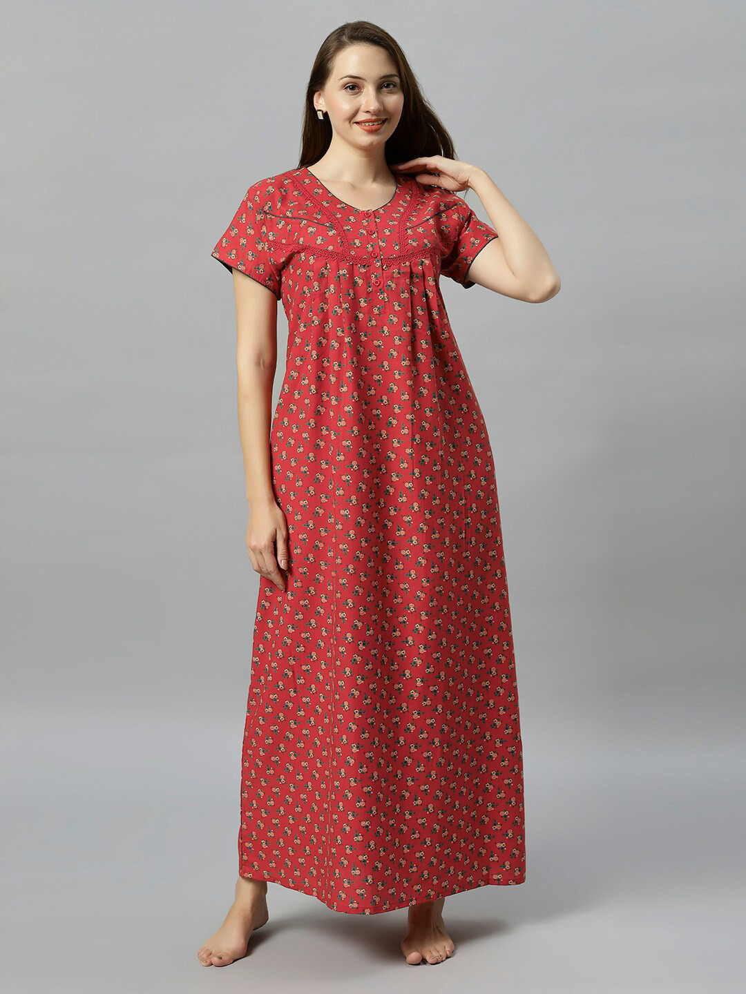 Buy QUIRA Floral Printed Maxi Nightdress - Nightdress for Women ...