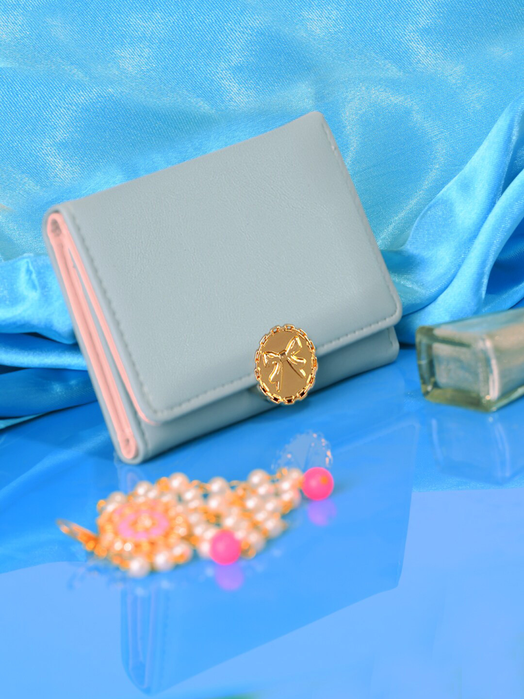 Buy DressBerry Women Blue Wrist Loop Three Fold Wallet - Wallets for ...