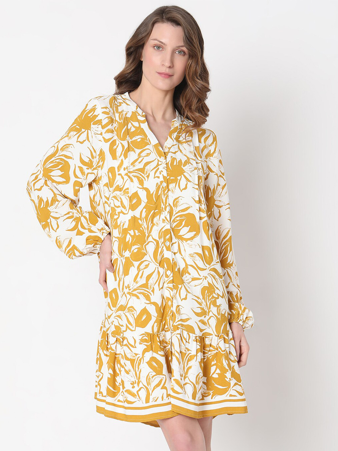 Buy Vero Moda Floral Print V Neck Shirt Style Dress - Dresses for Women ...