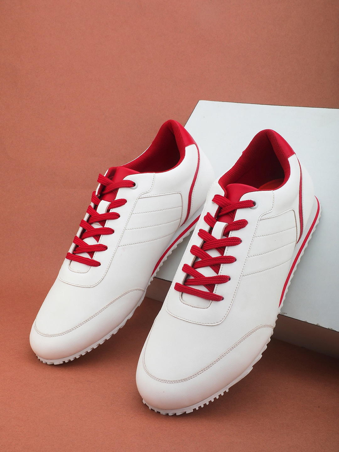 Buy HRX By Hrithik Roshan Men White & Red Striped Lightweight Sneakers ...