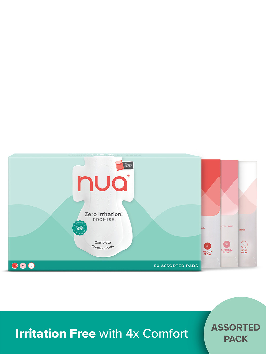Buy Nua Complete Comfort 12 Heavy Flow, 20 Medium Flow & 18 Light Flow ...