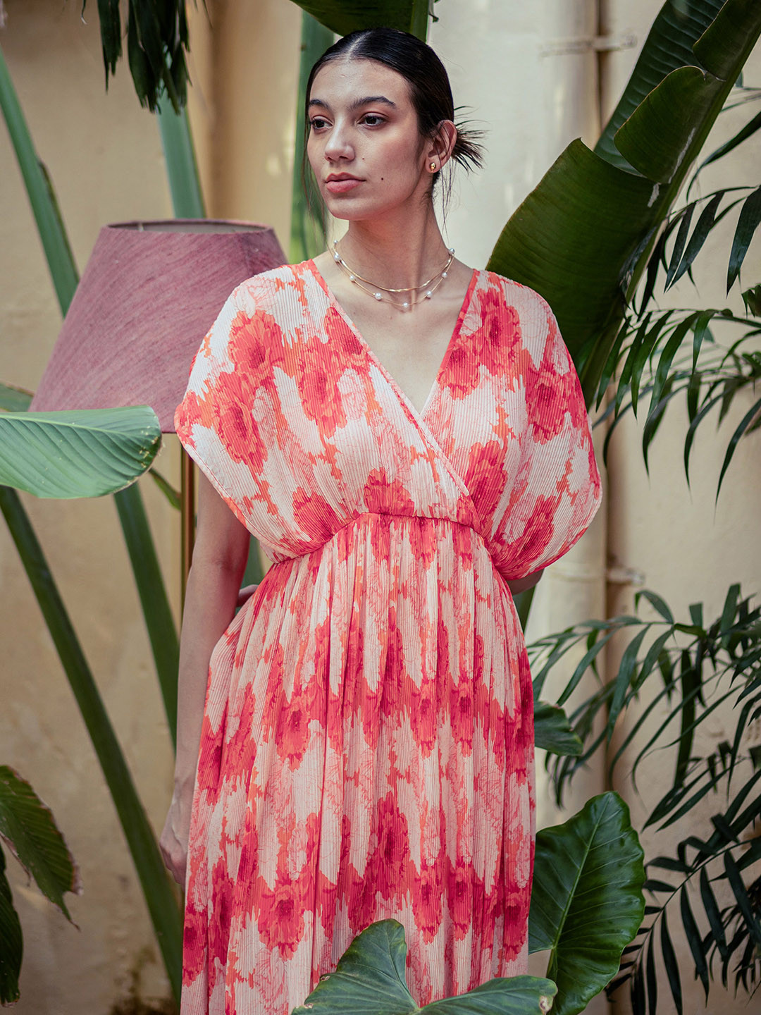 Buy RAREISM Abstract Printed Extended Sleeves Fit & Flare Midi Dress ...