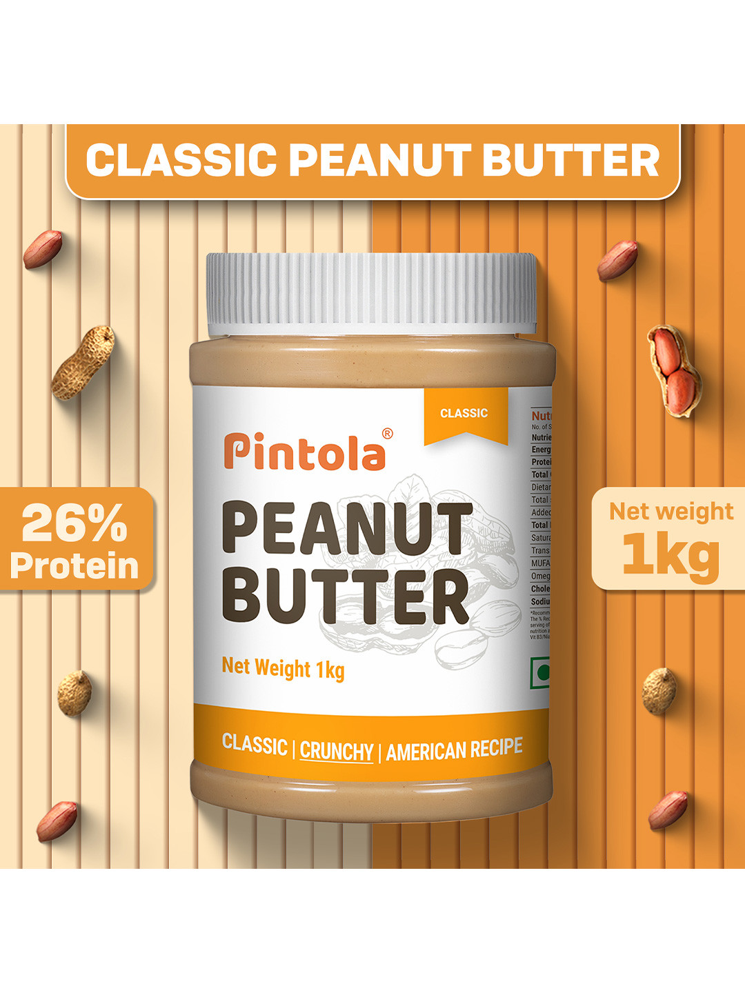 Buy Pintola Classic Peanut Butter Crunchy 1kg - Sauces And Spreads for ...