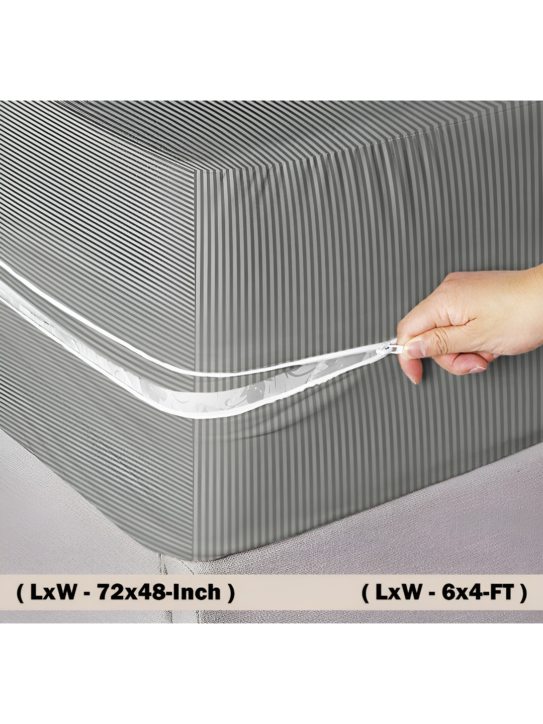 Buy Bsb Home Grey Striped Microfiber Mattress Protector - Mattress ...