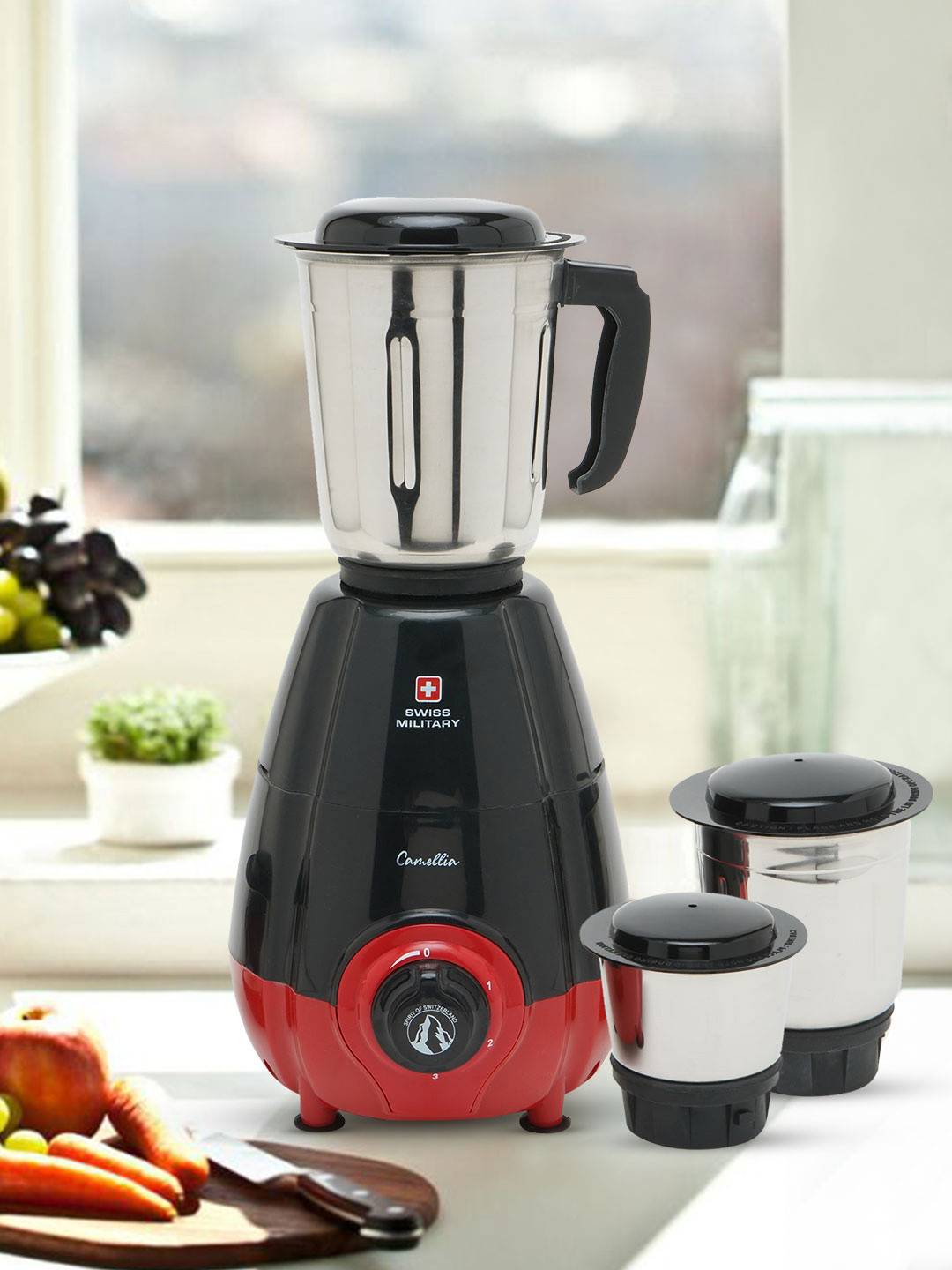 Buy SWISS MILITARY Camellia Red 550 Watt 3 Jars Mixer Grinder - Food ...