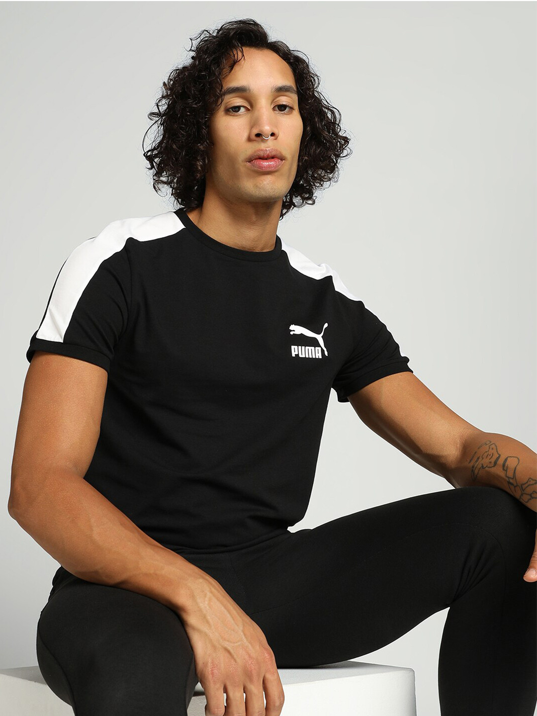 Buy Puma T7 Iconic Brand Logo Printed Cotton Slim Fit T Shirt - Tshirts ...