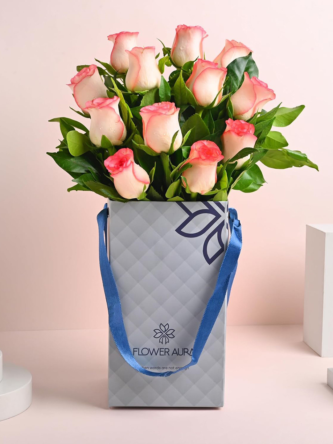 Buy Floweraura 10 Pcs Pink Fresh Live Roses Flowers Bouquet With Gift ...