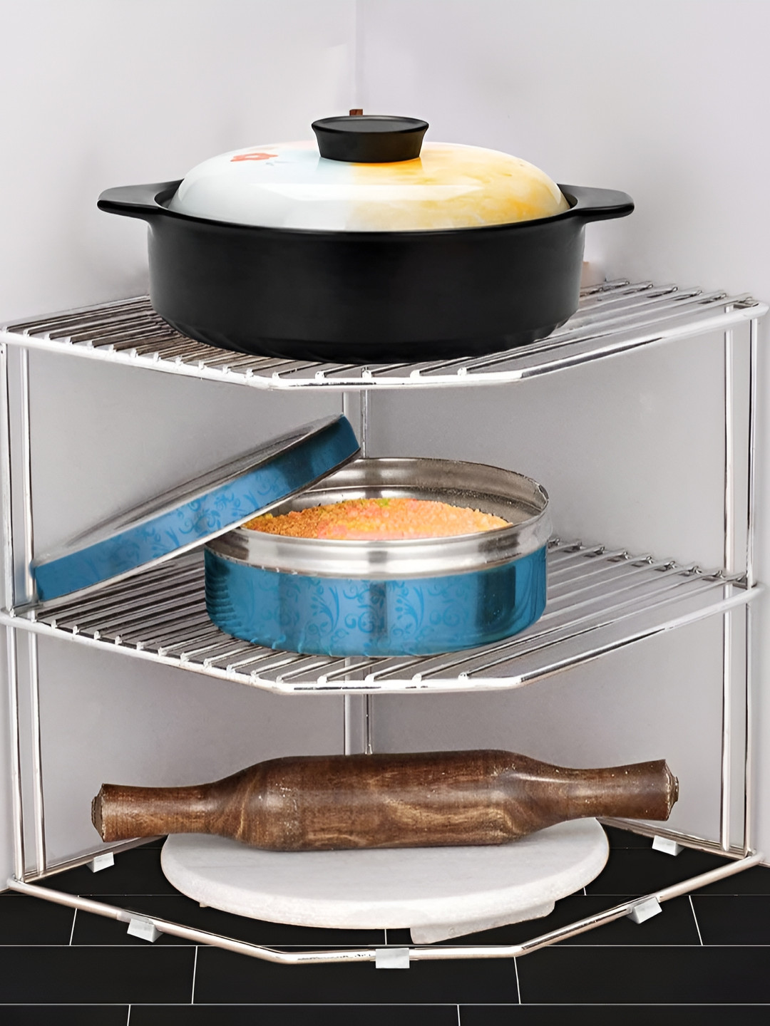 Buy Plantex Stainless Steel Kitchen Corner Rack - Dish Rack for Unisex ...