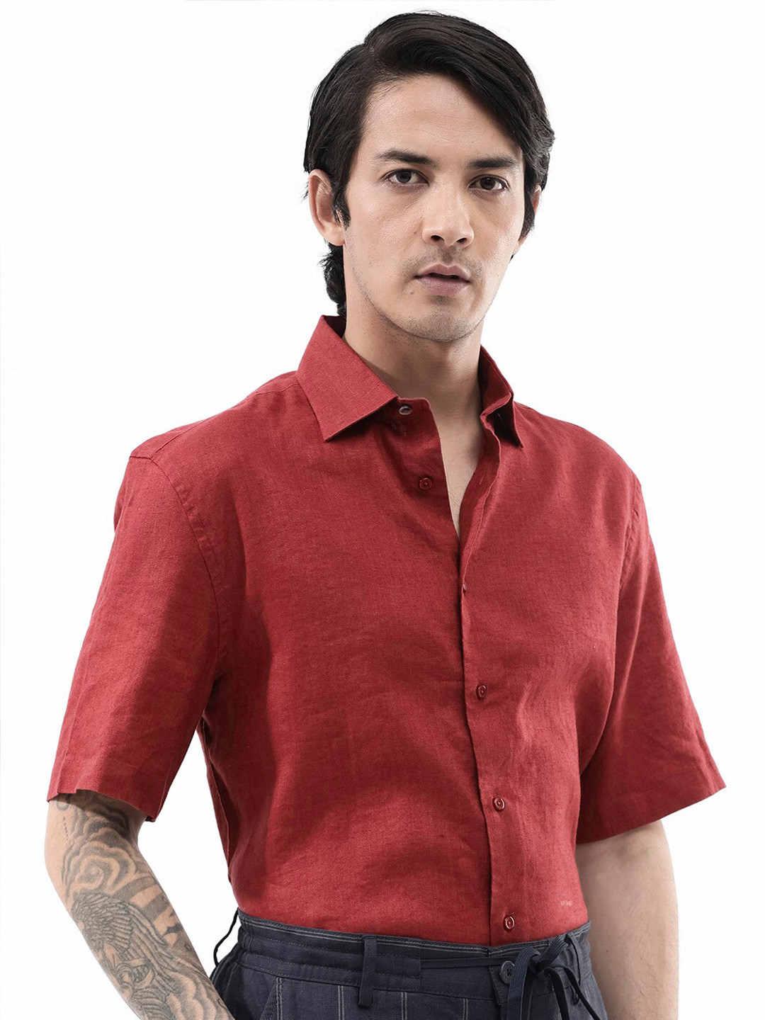 Buy RARE RABBIT Men Linex 1 Ss Standard Boxy Opaque Shirt - Shirts for ...