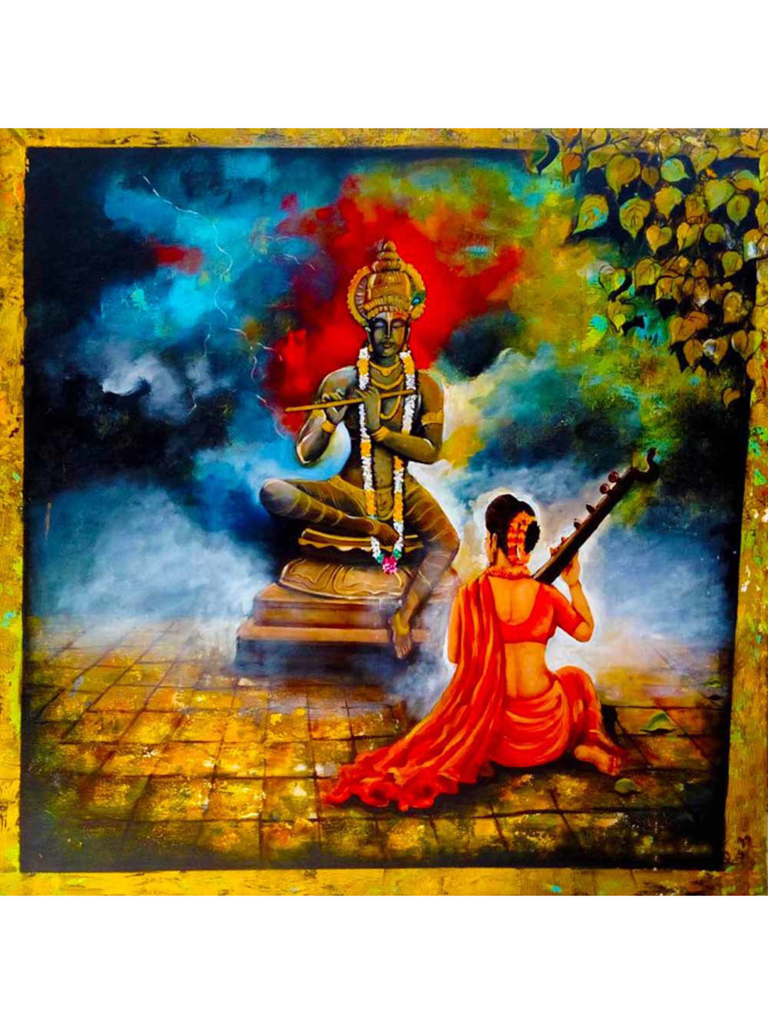 Buy British Terminal Lord Krishna With Meera Religious Wall Sticker ...