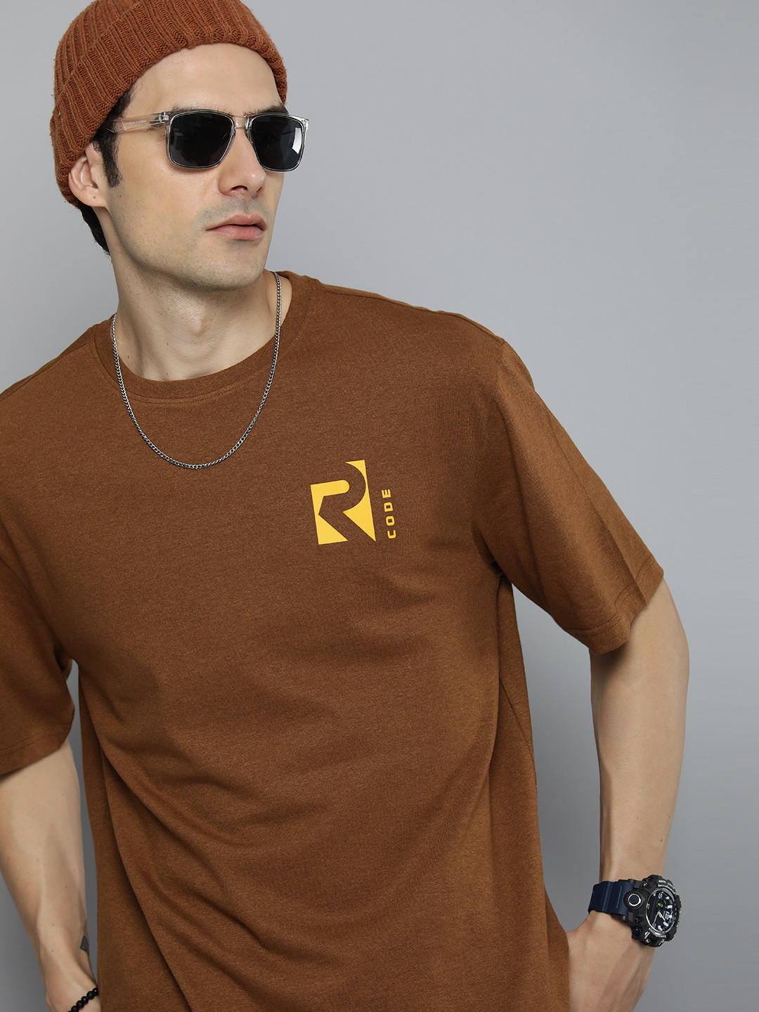 Buy R.Code By The Roadster Life Co. Men Brand Logo Printed T Shirt ...