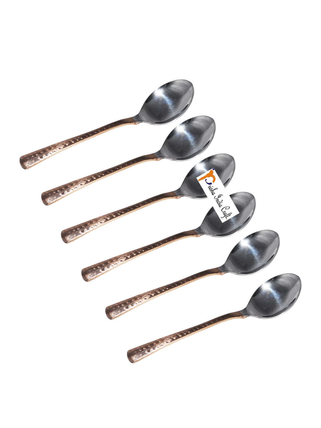 Buy PRISHA INDIA CRAFT 6 Pcs Brown Hammered Stainless Steel Cutlery ...
