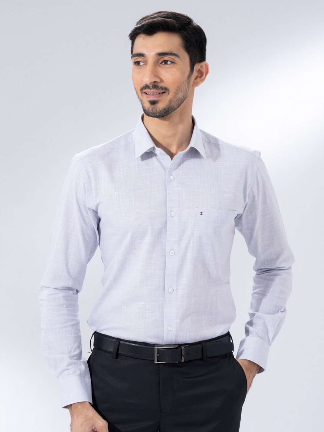 Buy Sero Spread Collar Long Sleeves Smart Tailored Fit Checked Cotton ...