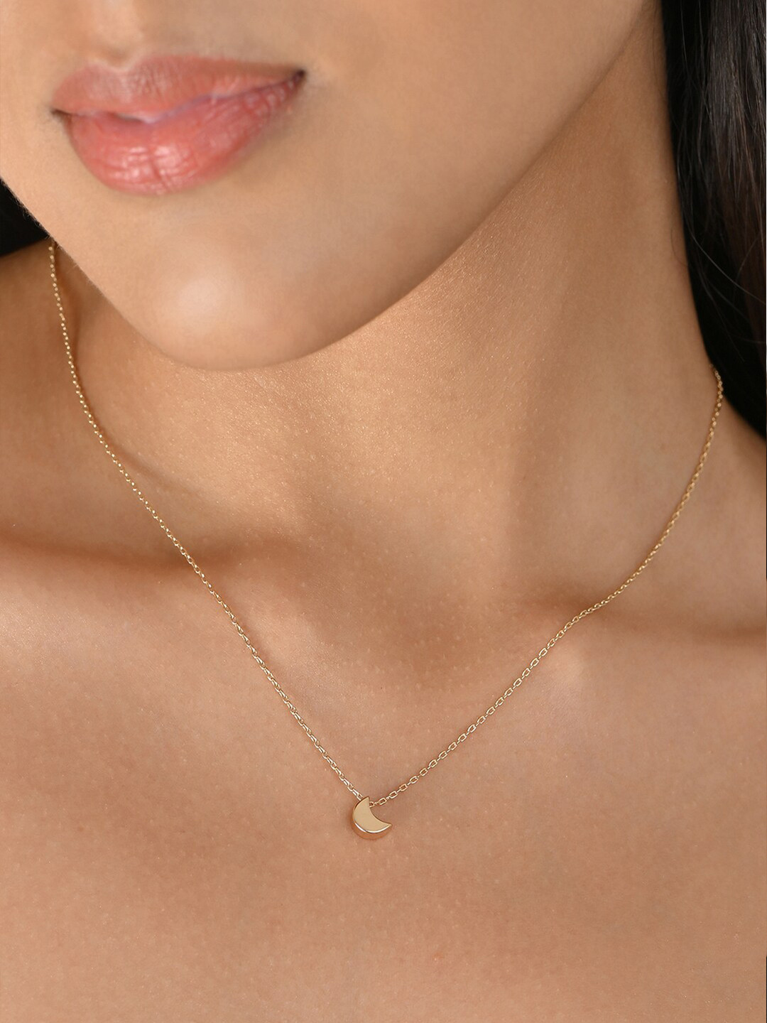Buy ToniQ Gold Plated Half Moon Shaped Pendant Chain - Pendant for ...