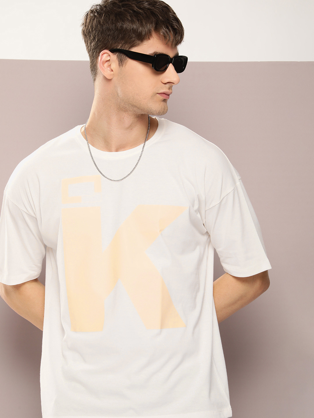 Buy Kook N Keech Men Brand Logo Printed Oversized Drop Shoulder Sleeves ...