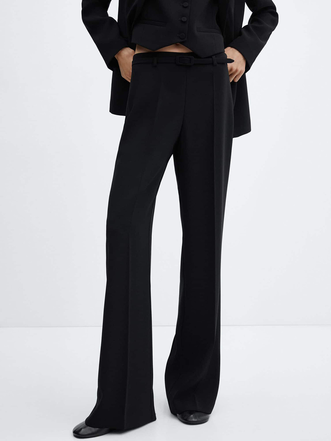 Buy MANGO Women Straight Fit Formal Trousers - Trousers for Women ...