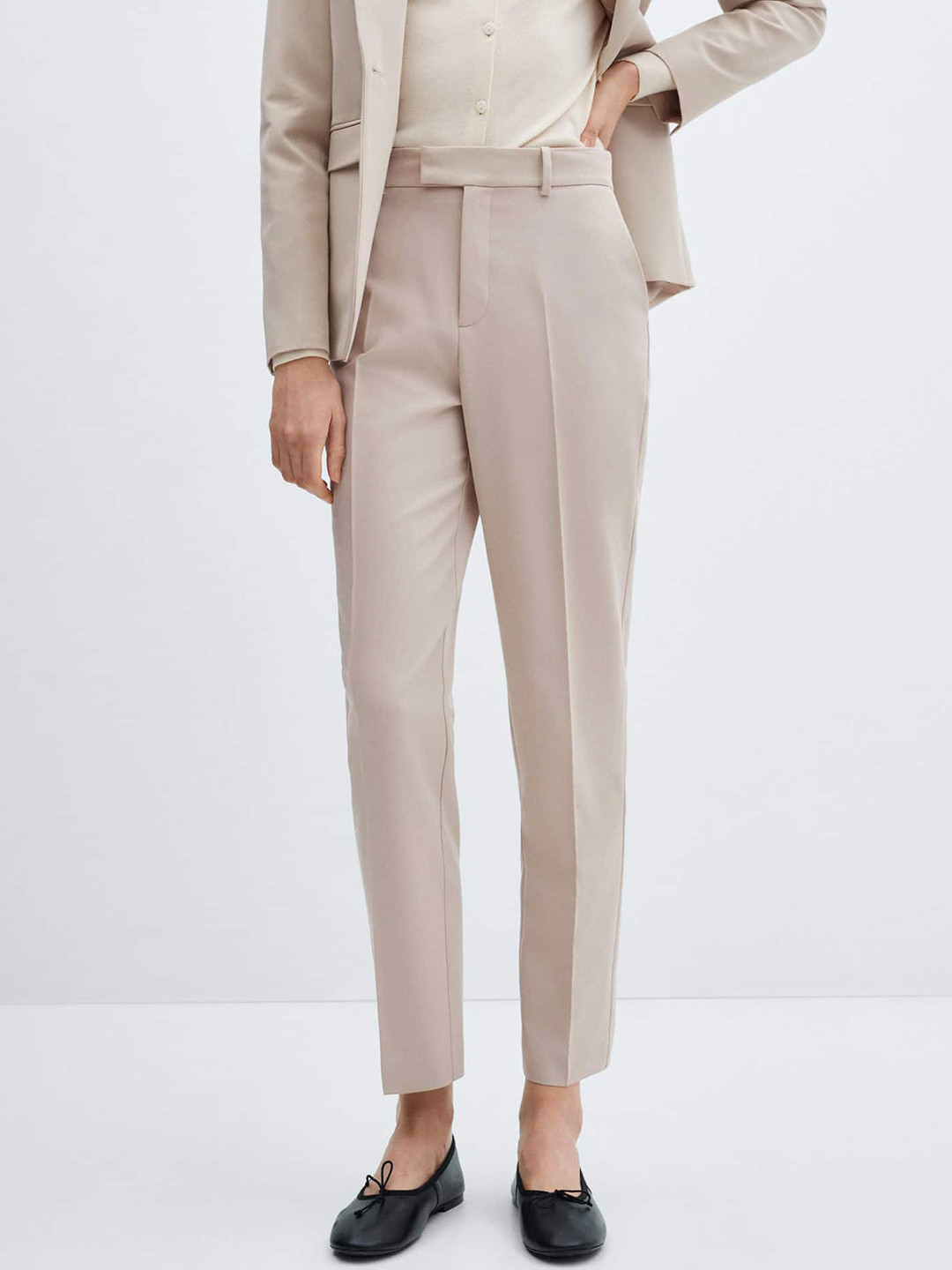 Buy MANGO Women Straight Fit Formal Trousers - Trousers for Women ...