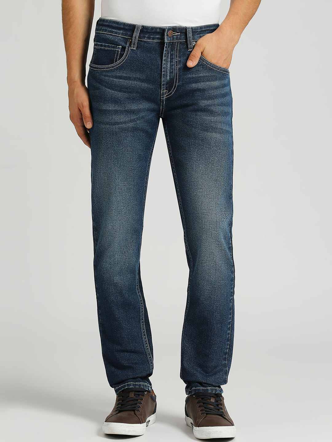 Buy Pepe Jeans Men Tapered Fit Low Rise Low Distress Stretchable Jeans ...