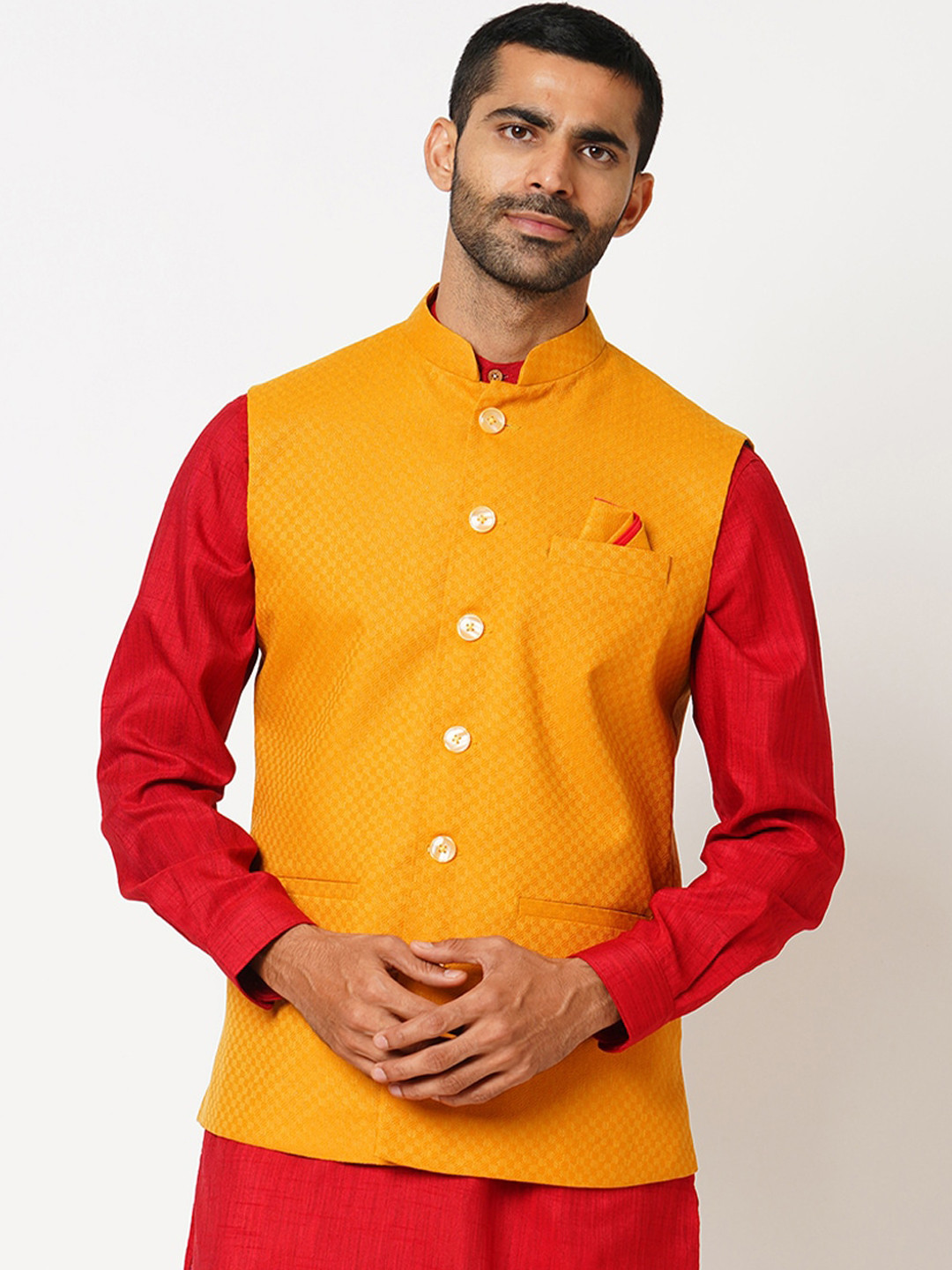Buy Indivisual Clothing Woven Design Nehru Jacket - Nehru Jackets for ...
