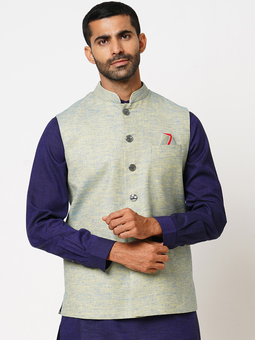Buy Indivisual Clothing Dyed Printed Nehru Jacket - Nehru Jackets for ...