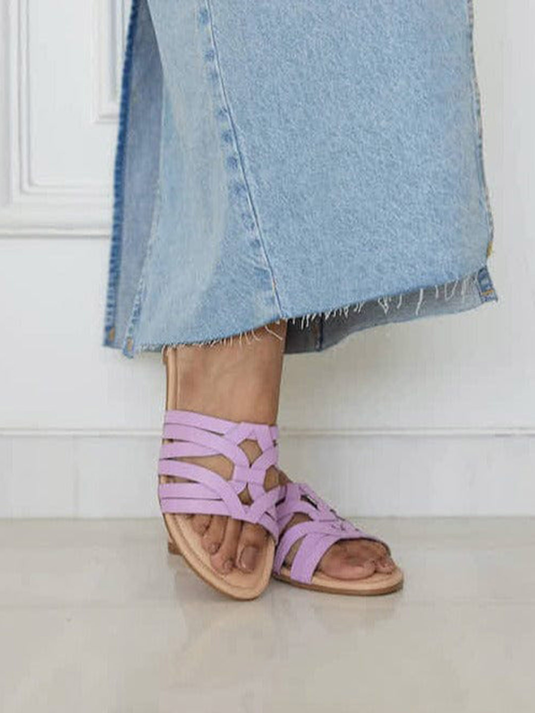 Buy CAI Lazercut Lilac Flat - Flats for Women 28087200 | Myntra