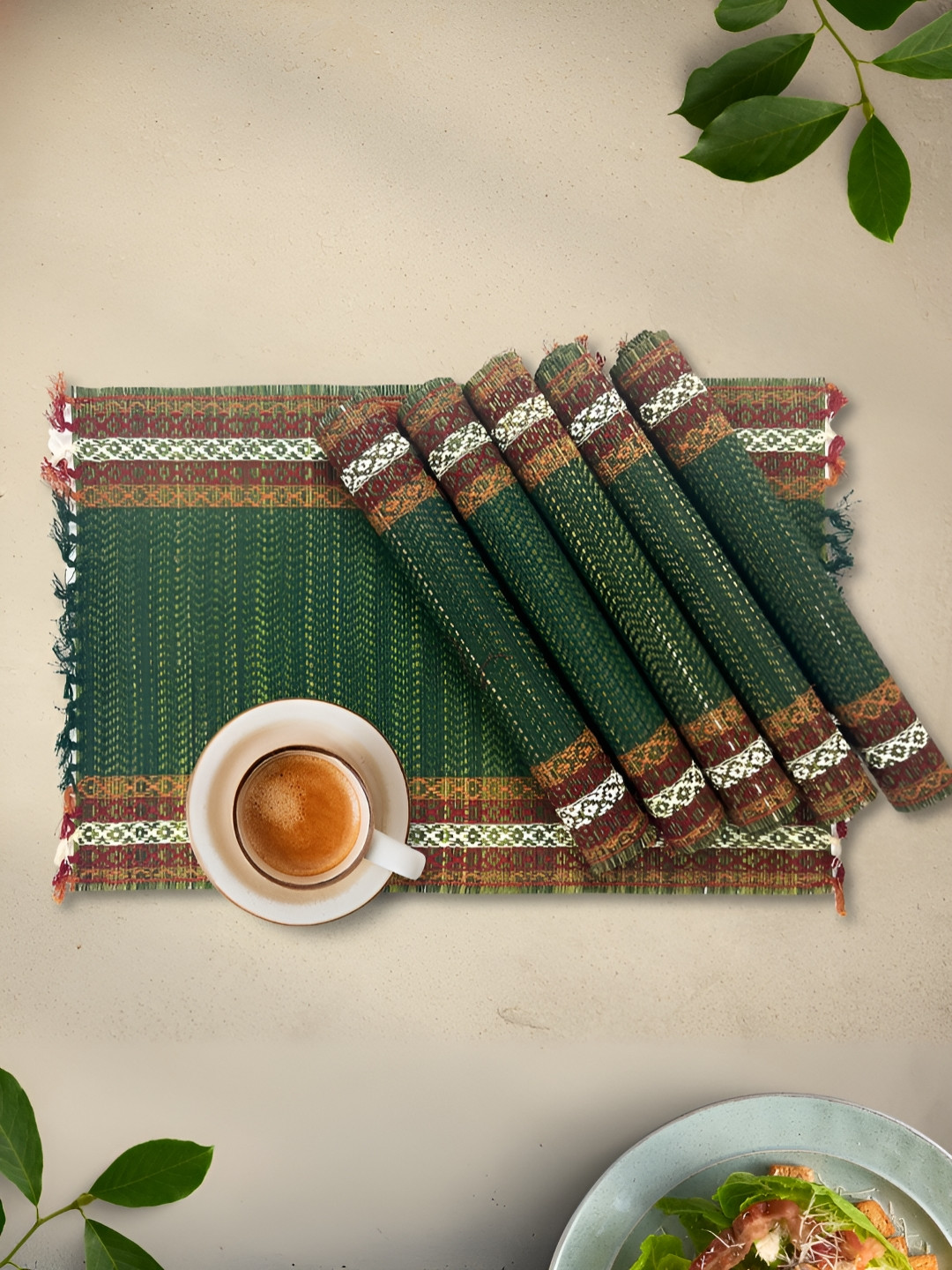 Buy Peepul Tree Set Of 6 Green Grass Table Placemats - Table Placemats ...