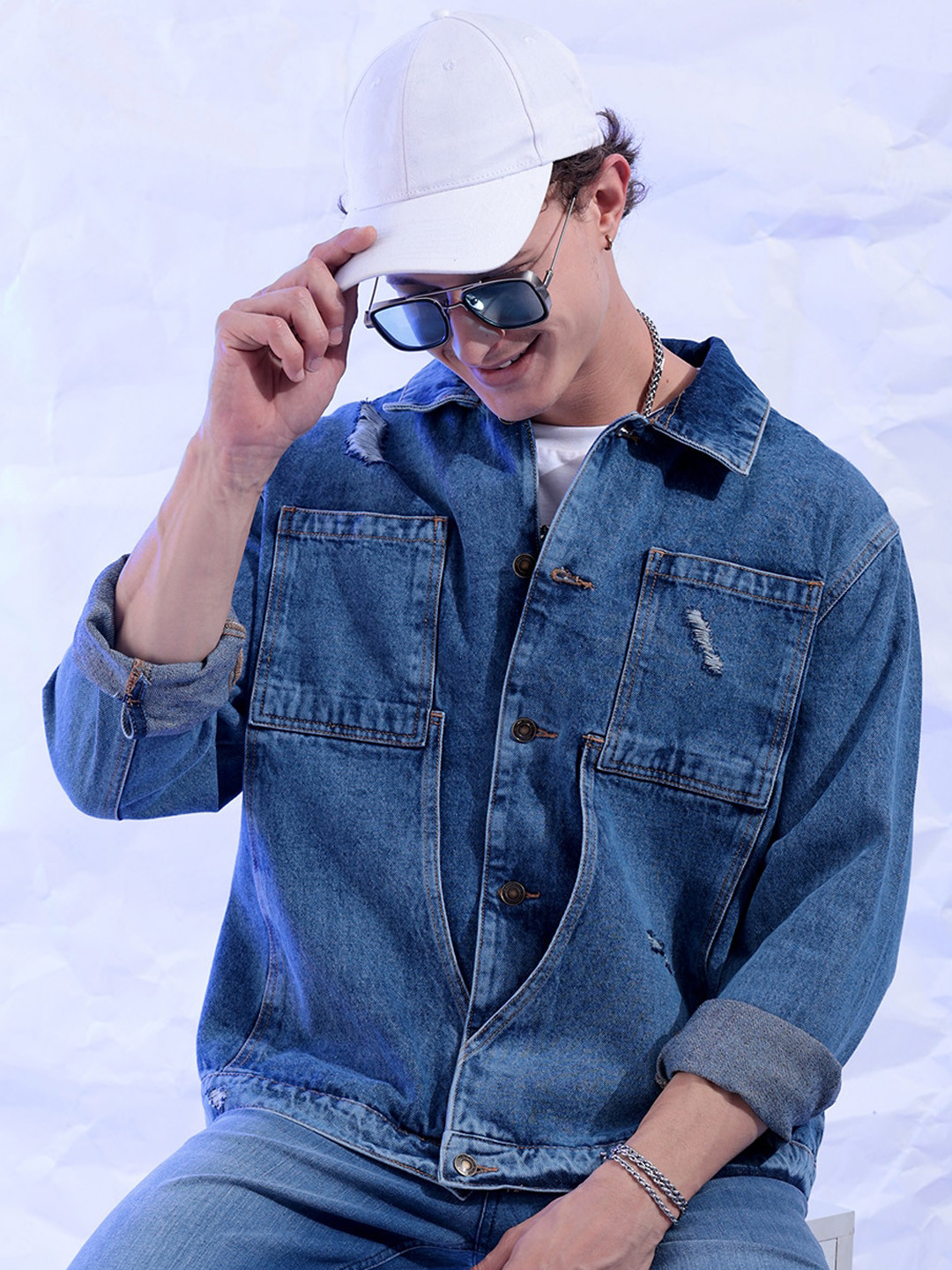 Buy The Indian Garage Co Navy Blue Relaxed Fit Distressed Street Wear ...