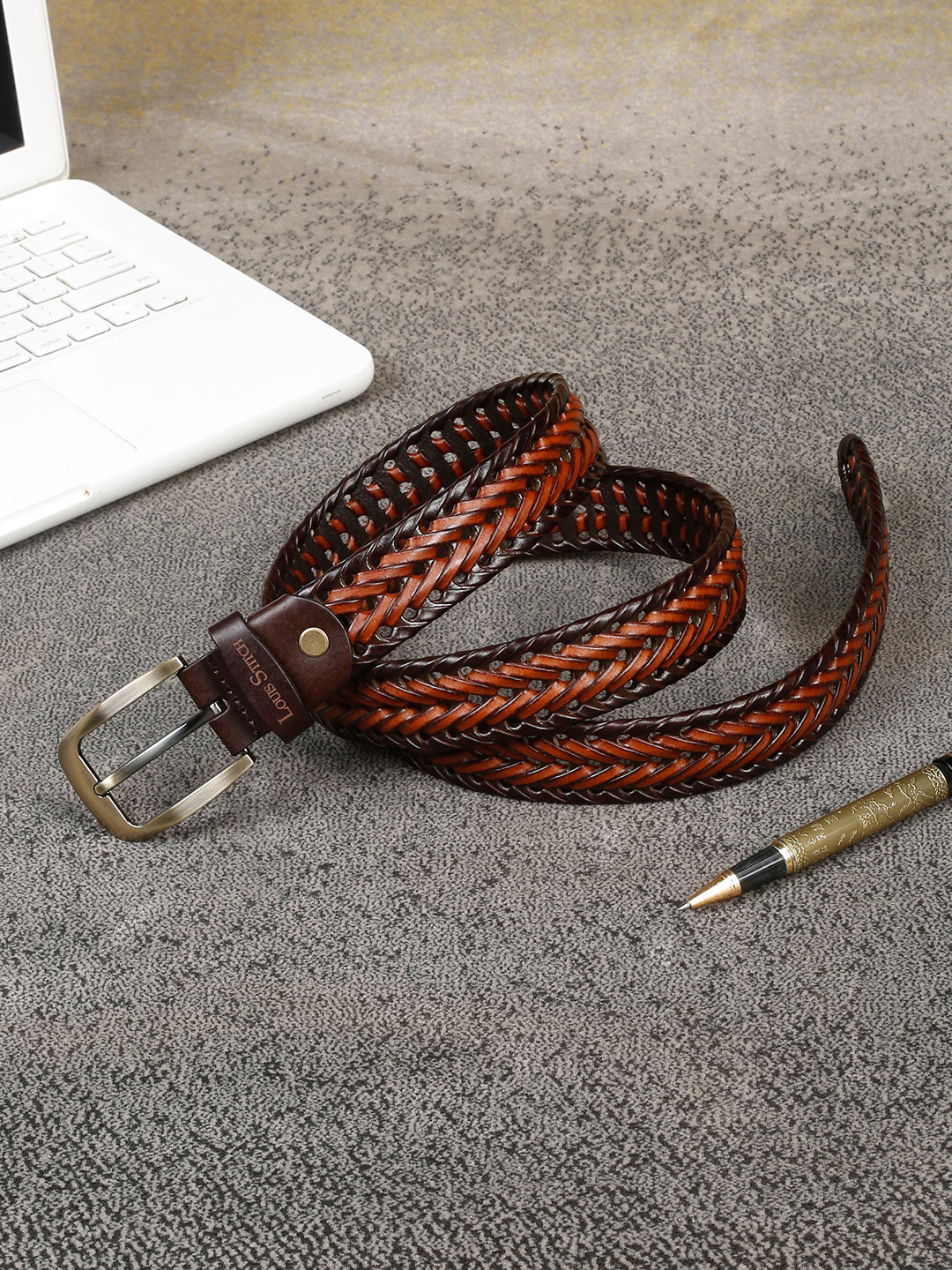 Buy LOUIS STITCH Men Woven Designed Leather Belt - Belts for Men ...