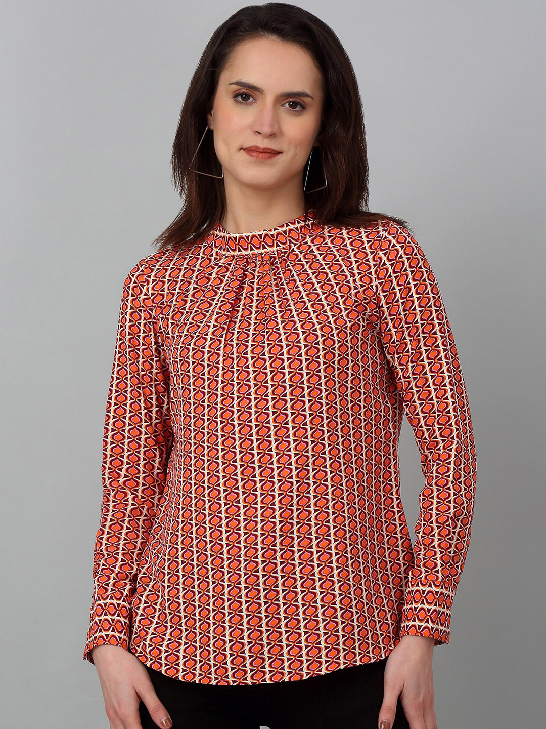 Buy Cantabil Geometric Printed High Neck Tunic - Tunics for Women ...
