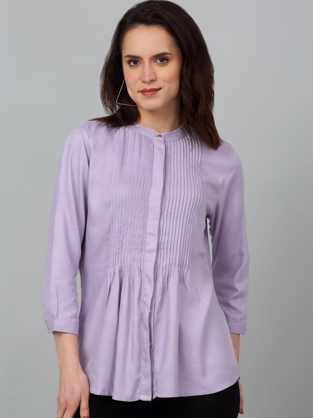 Buy Cantabil Band Collar Pleated Detailed Tunic - Tunics for Women ...