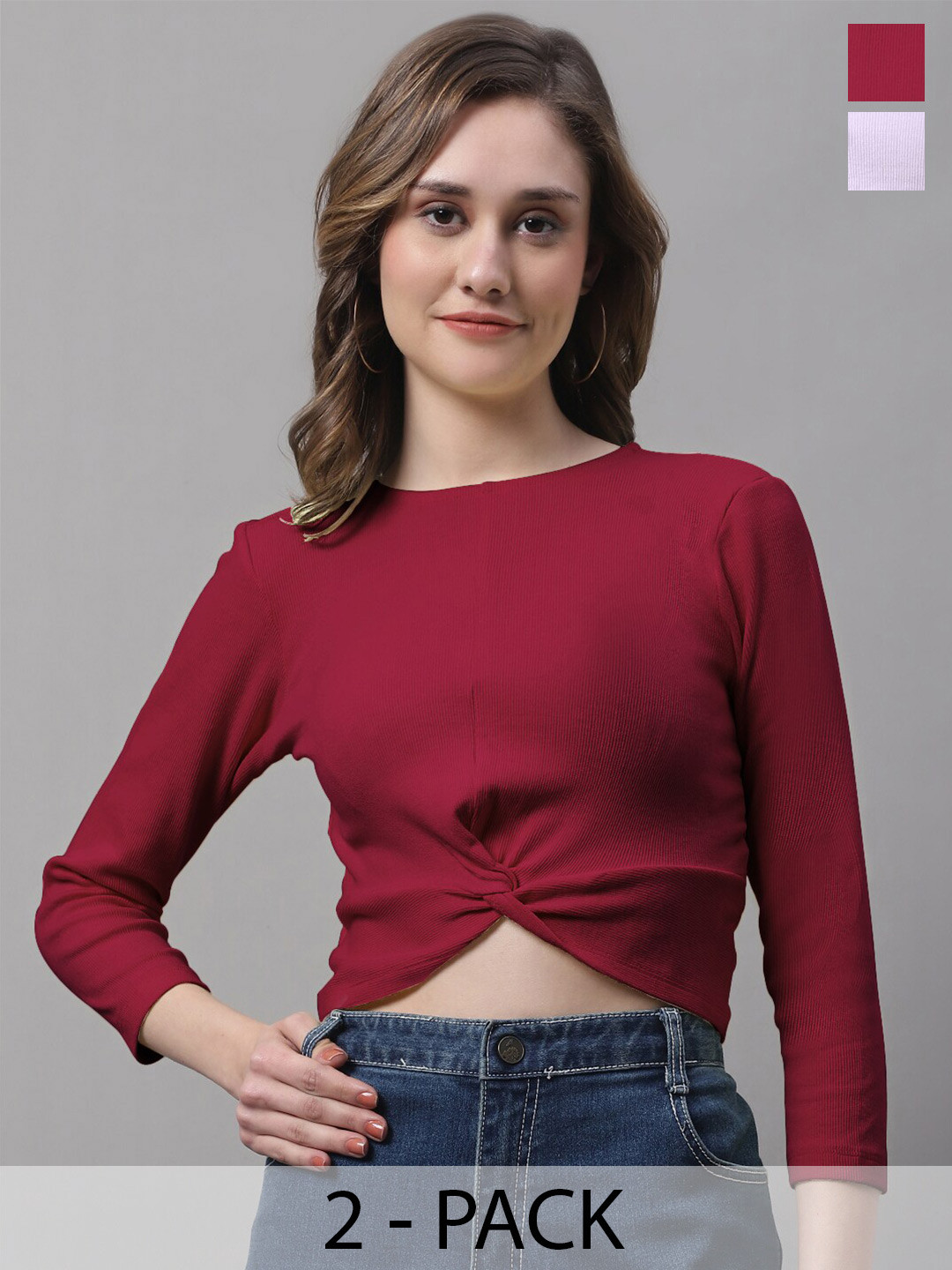 Buy FBAR Pack Of 2 Cotton Crop Tops - Tops for Women 28151512 | Myntra