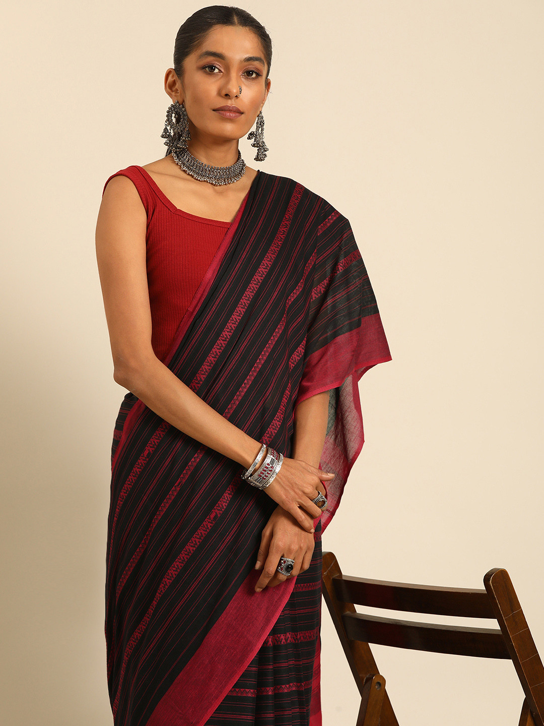 Buy Taavi Striped Pure Cotton Taant Saree - Sarees for Women 28154734 ...