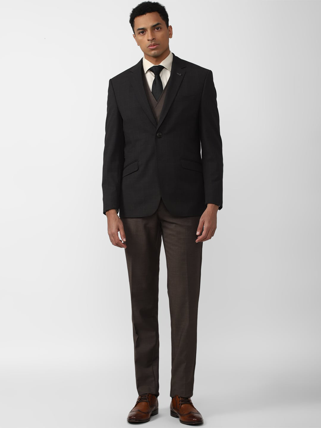 Buy Van Heusen Checked Single Breasted Slim Fit 4 Piece Party Suit ...