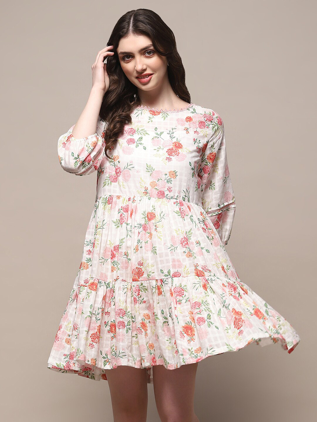 Buy Biba Floral Printed Cotton Fit & Flare Dress - Dresses for Women ...