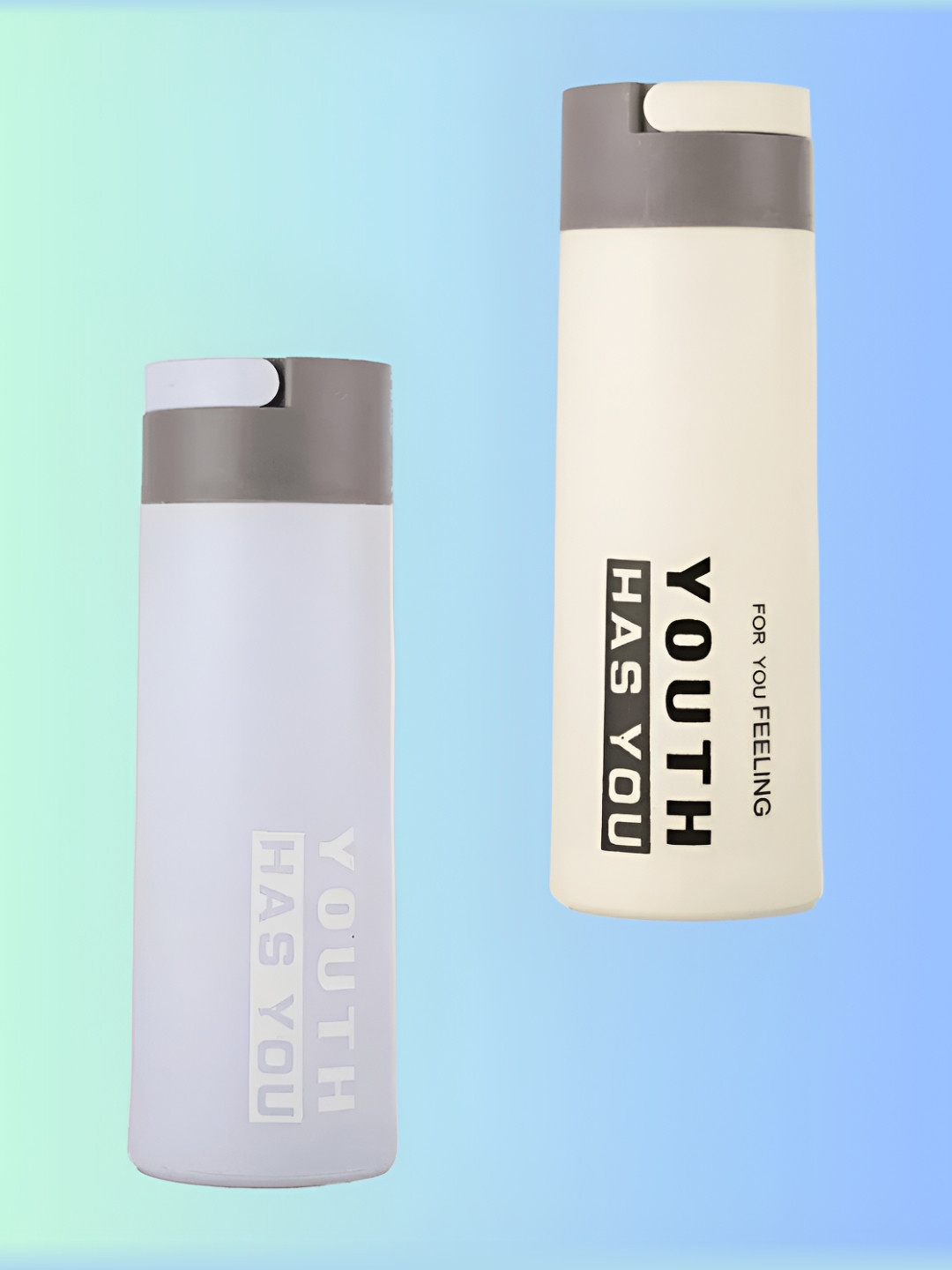 Buy WELOUR Blue & White 2 Pieces Glass Water Bottle 400 Ml - Water ...