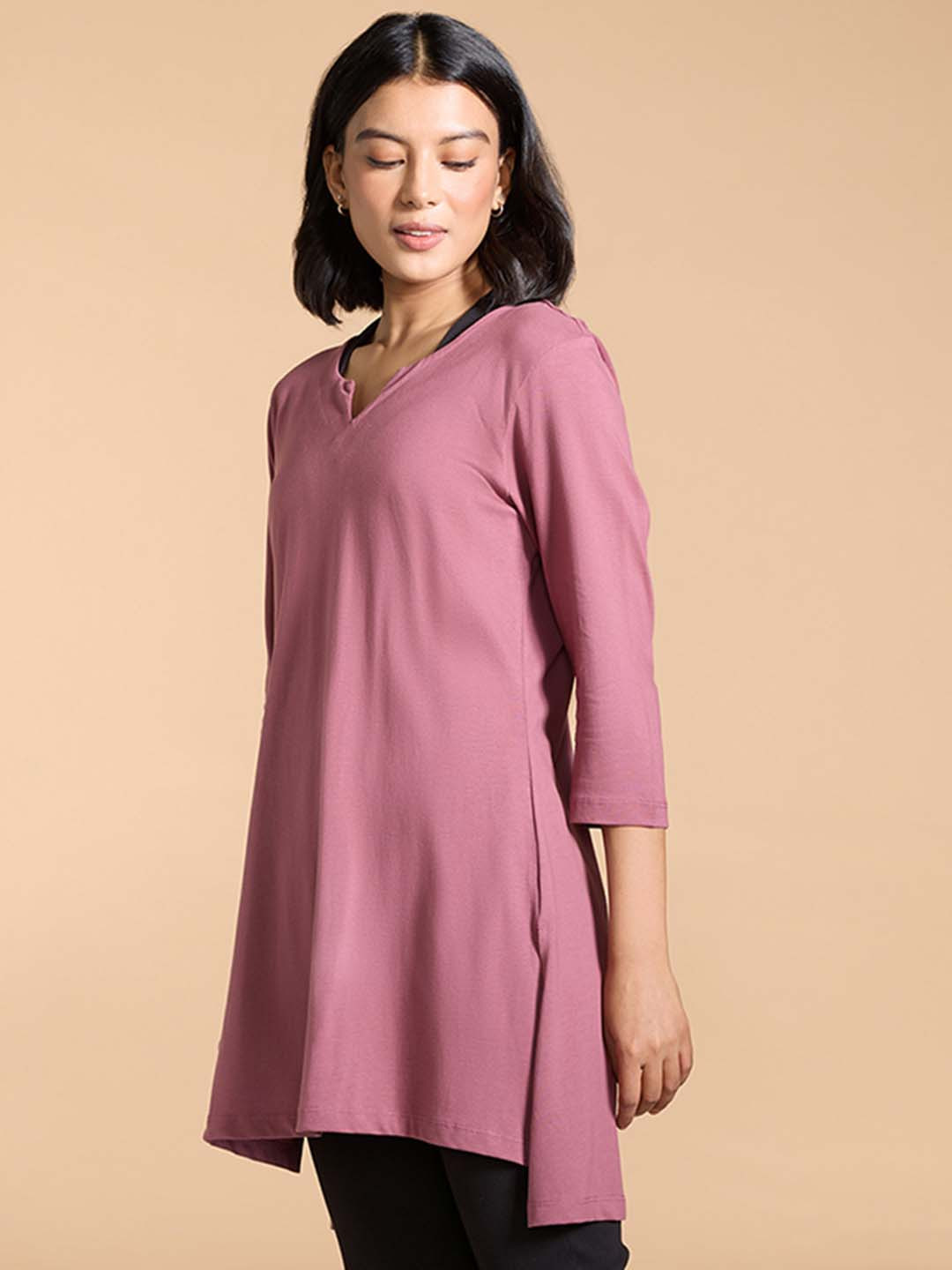 Buy KICA Notched Neck Breathable Pure Cotton Tunic - Tunics for Women ...