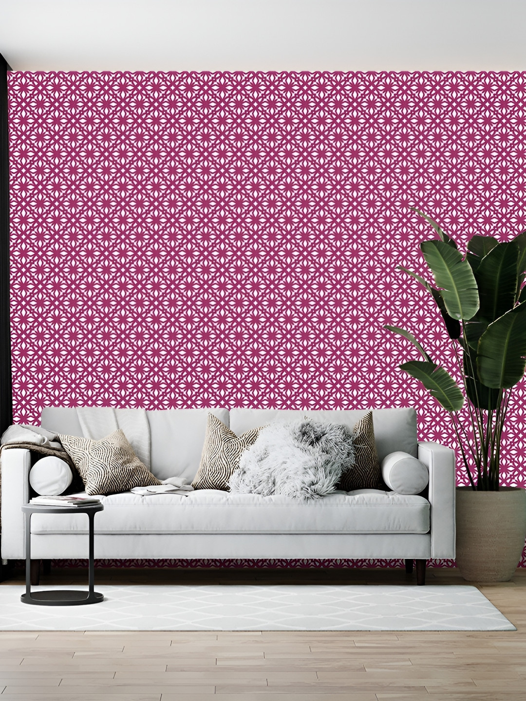 Buy Wallpics Pink & White Floral Printed Self Adhesive Wall Sticker ...
