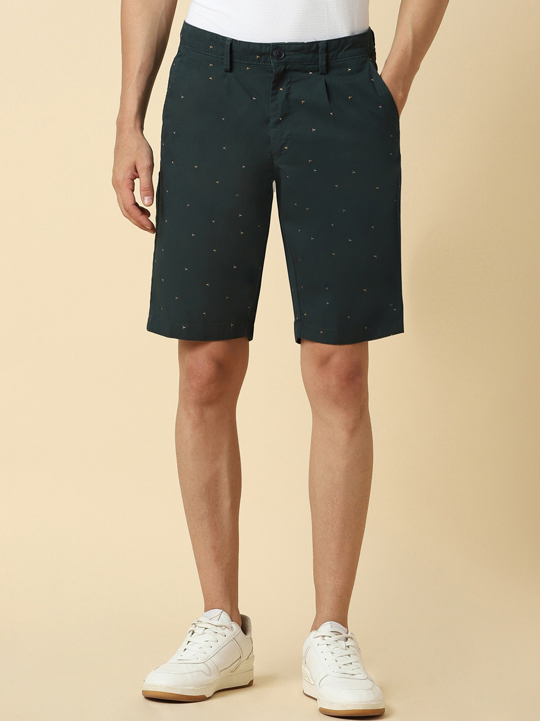 Buy Allen Solly Men Slim Fit Mid Rise Geometric Printed Pure Cotton ...