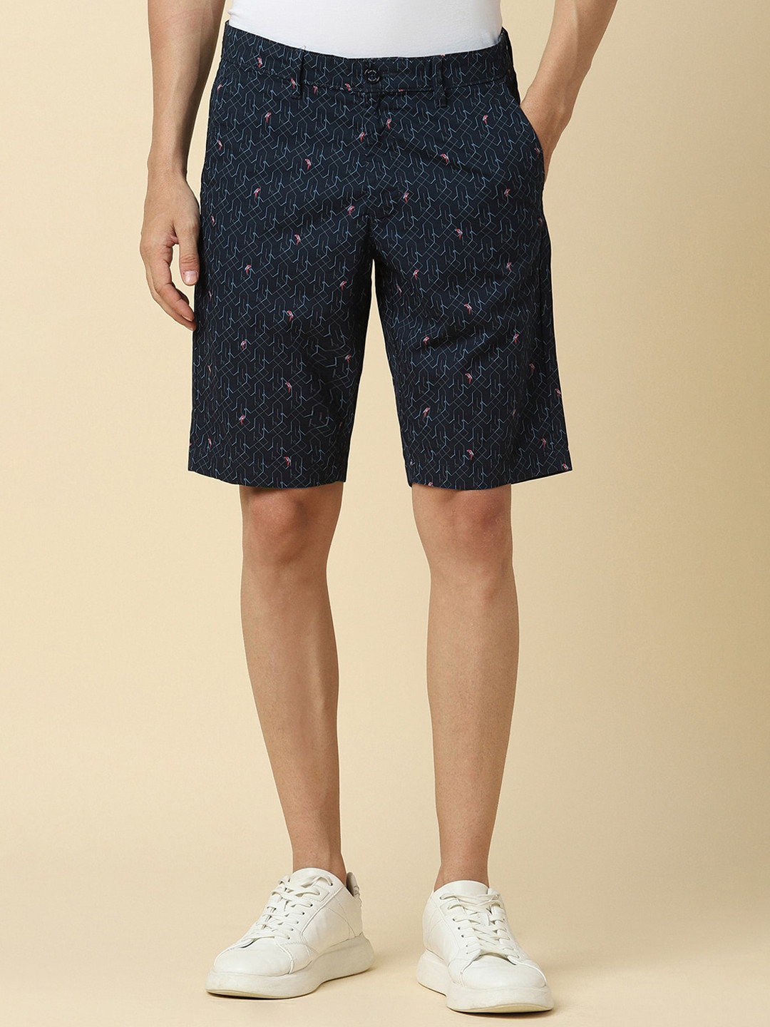 Buy Allen Solly Men Slim Fit Mid Rise Geometric Printed Pure Cotton ...