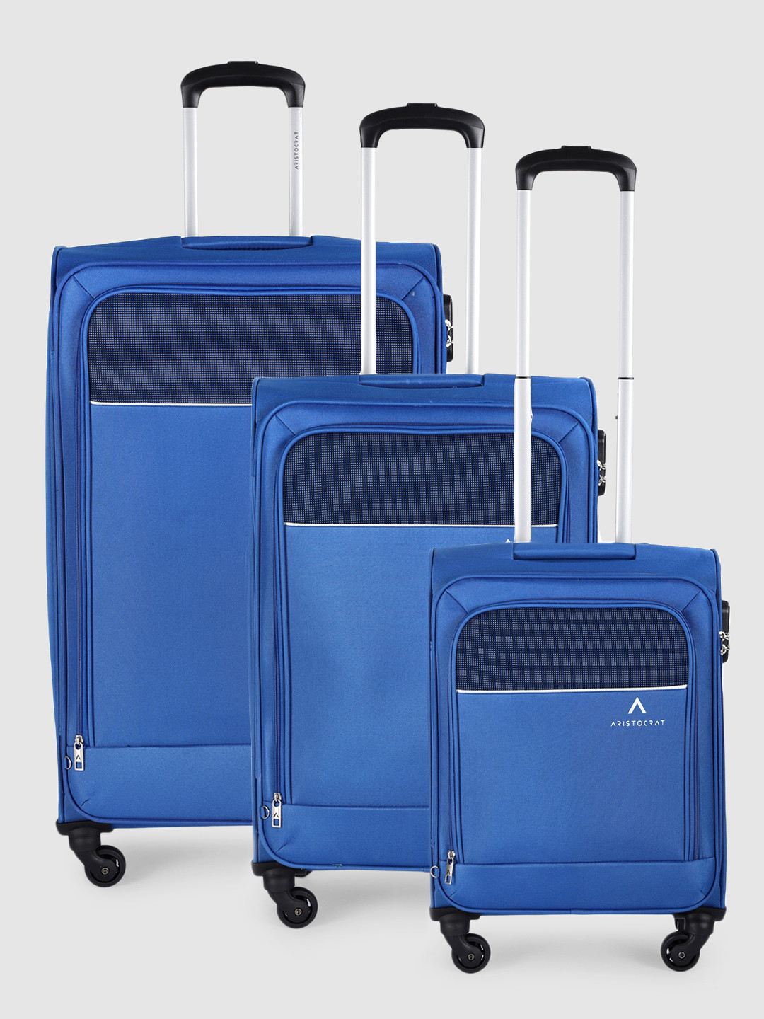 Buy Aristocrat Set Of 3 Oasis Plus Trolley Suitcase Cabin, Medium ...