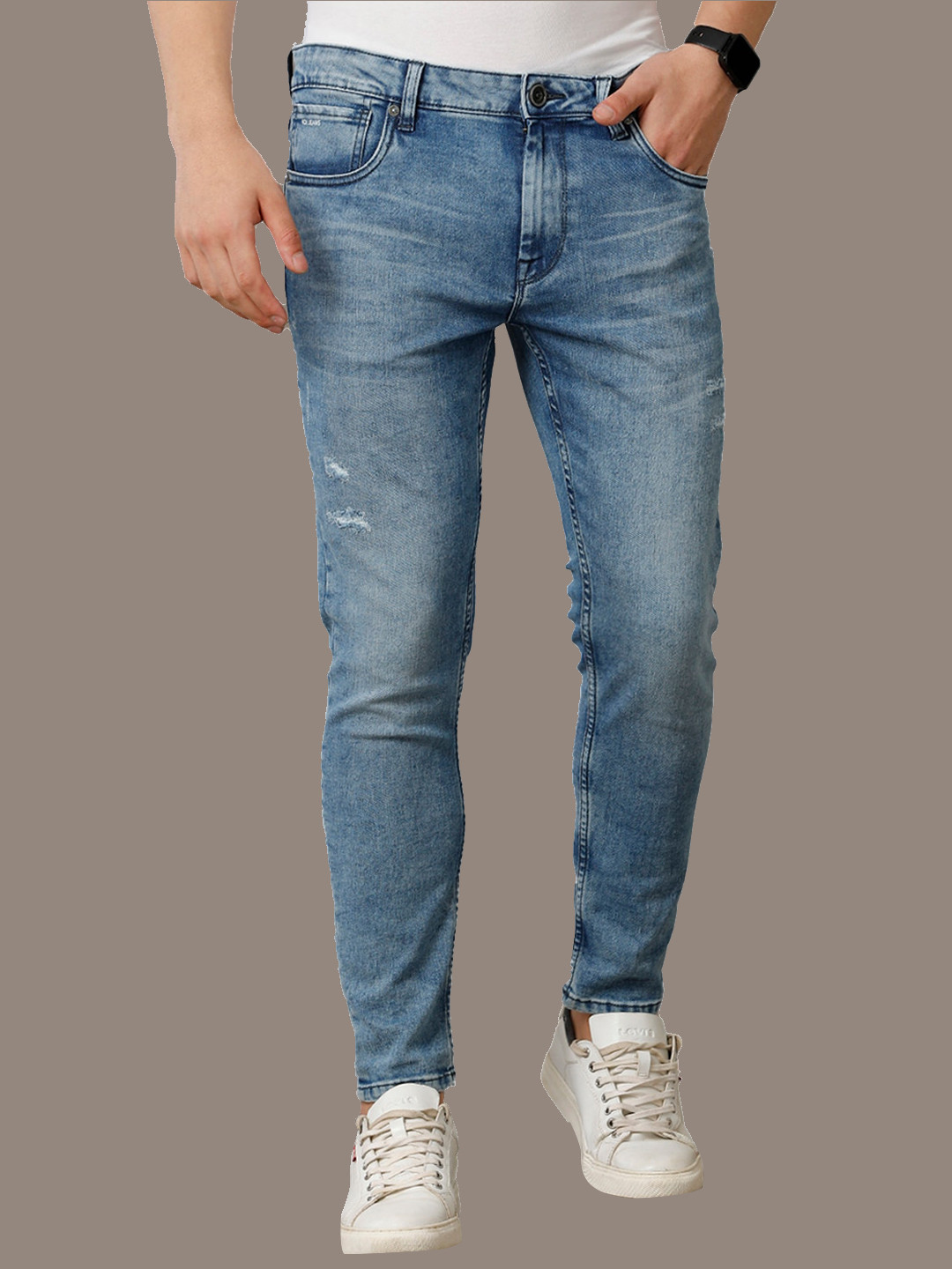 Buy Voi Jeans Men Comfort Skinny Fit Low Distress Heavy Fade ...