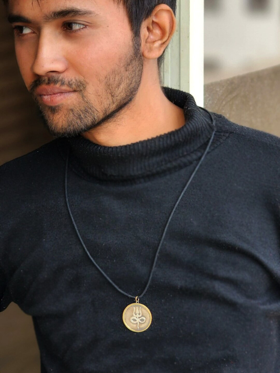 Buy Goldnera Men 925 Sterling Silver Plated Circular Oxidised Pendant ...