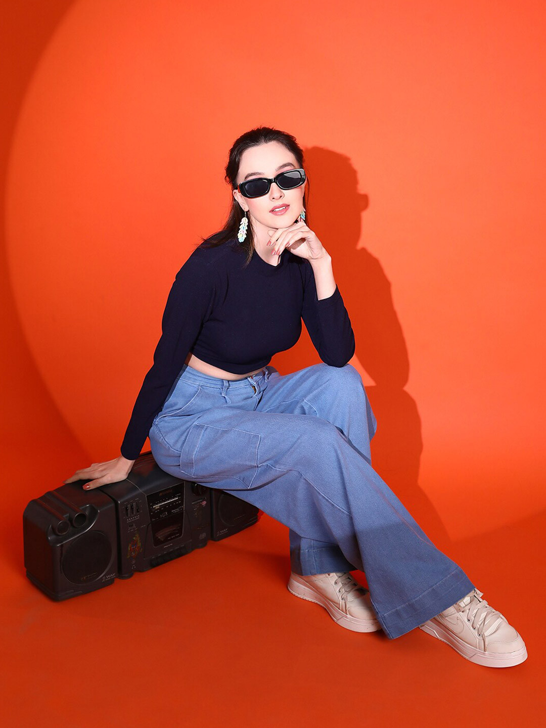 Buy Stylecast X Kotty Black Long Sleeves Crop Styled Back Top - Tops ...