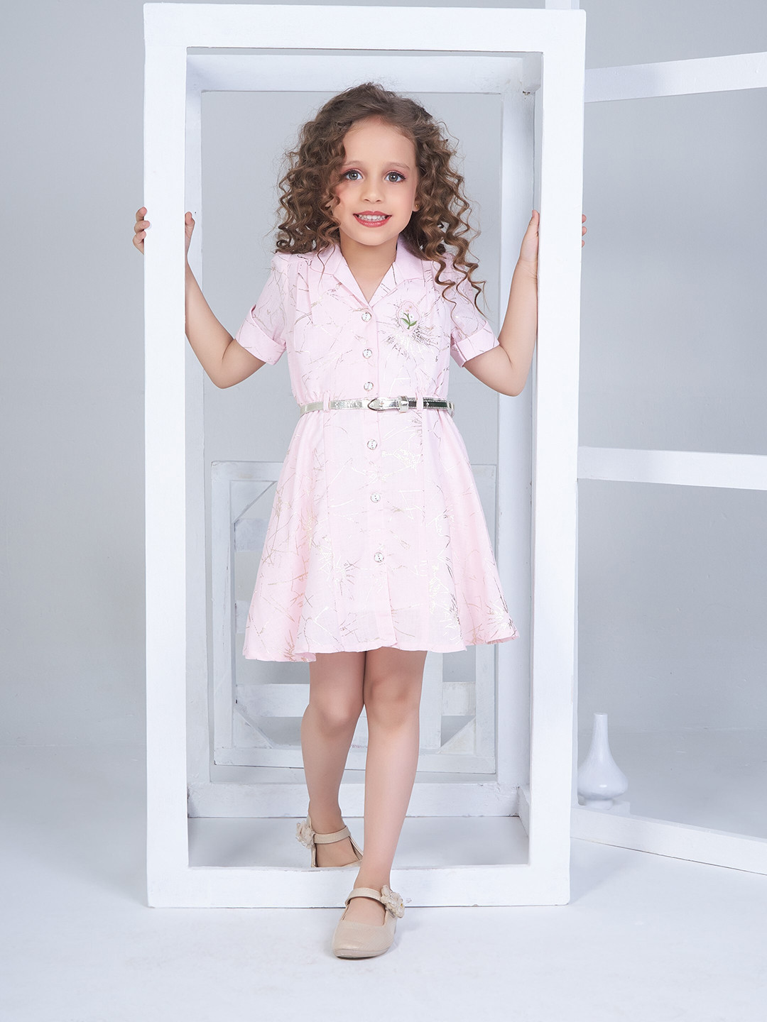 Buy Peppermint Girls Abstract Printed Linen Fit & Flare Dress - Dresses ...