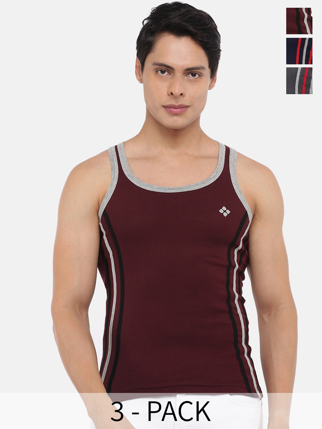 Buy Dollar Bigboss Pack Of 3 Assorted Cotton Innerwear Vests MBB 14 PO3 ...