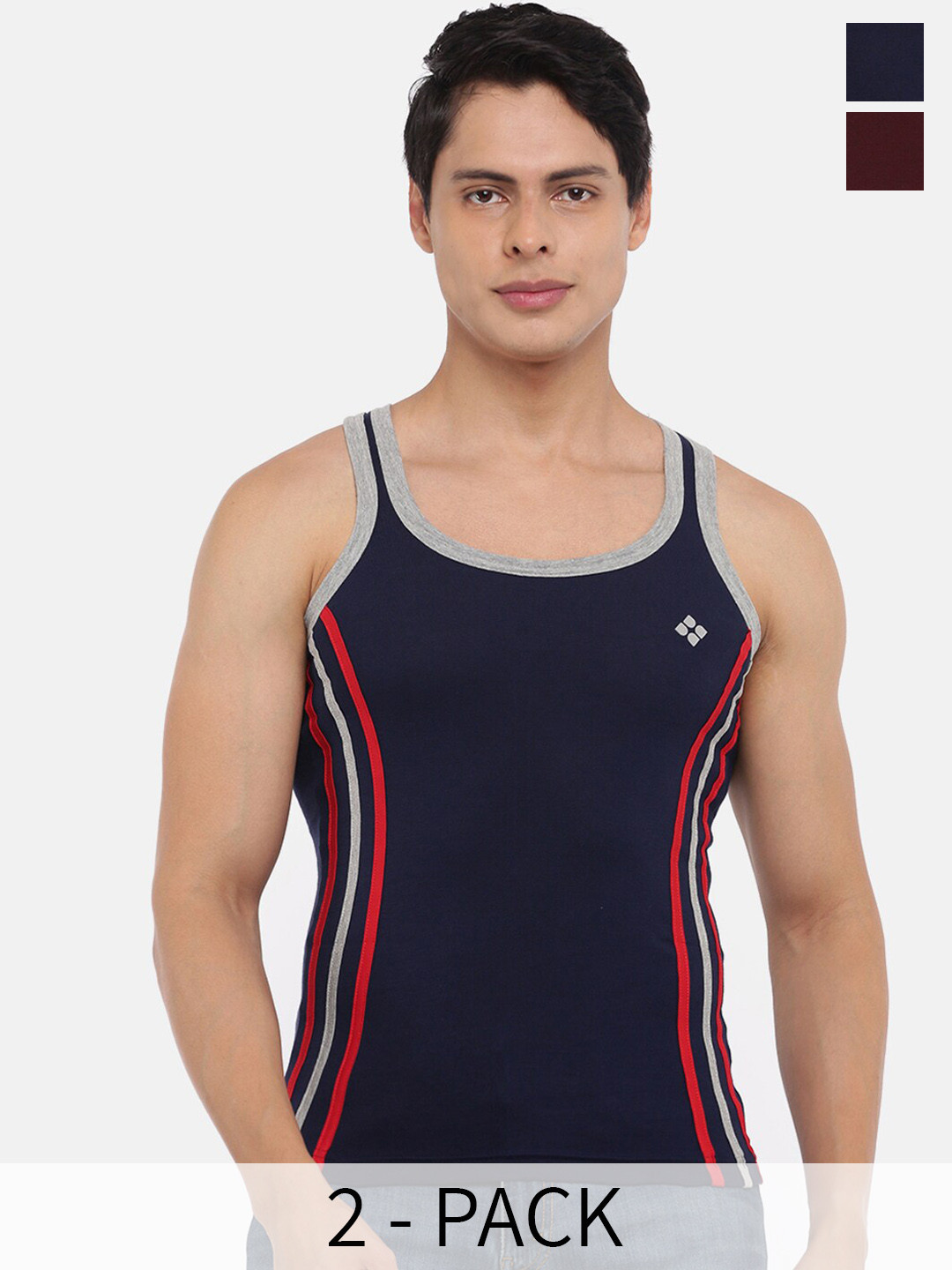 Buy Dollar Bigboss Pack Of 2 Assorted Cotton Innerwear Vests MBB 14 PO2 ...